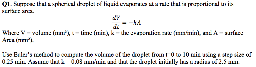 Solved Q1. Suppose that a spherical droplet of liquid | Chegg.com