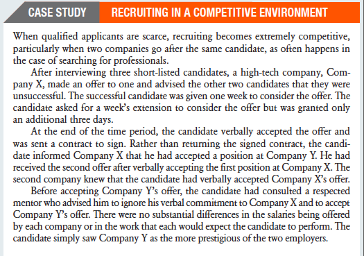 Solved CASE STUDY RECRUITING IN A COMPETITIVE ENVIRONMENT | Chegg.com