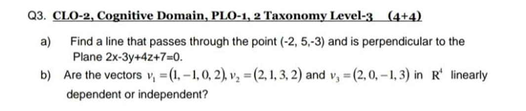 Solved Q3. CLO-2, Cognitive Domain, PLO-1, 2 Taxonomy | Chegg.com