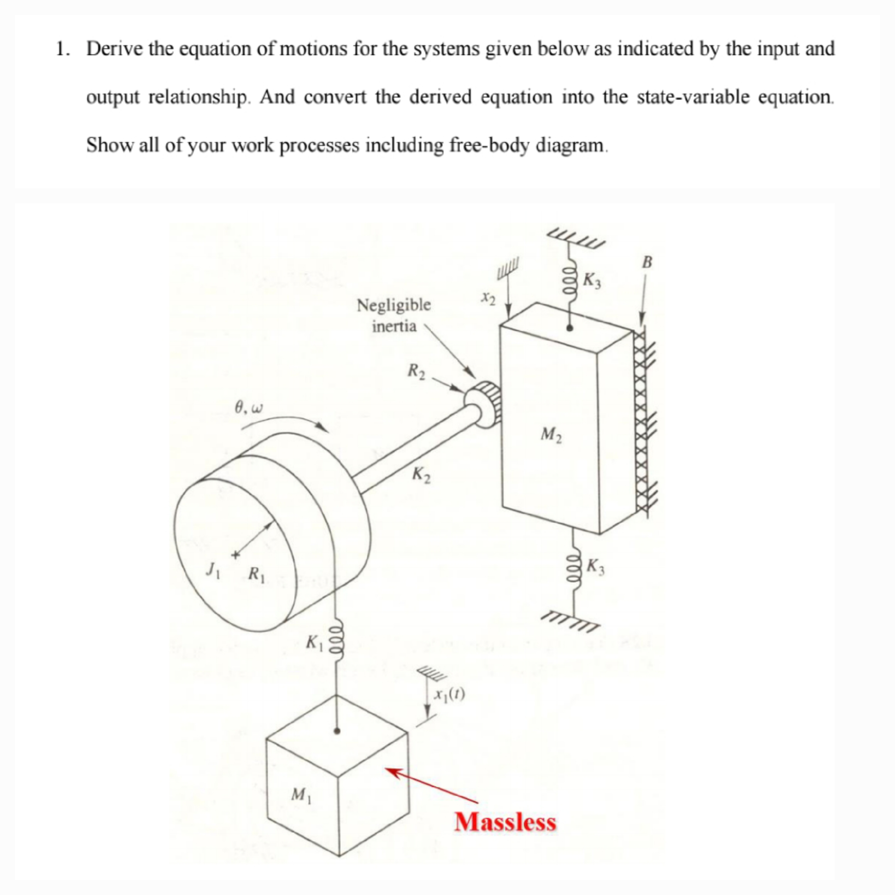 Solved 1 ﻿derive The Equation Of Motions For The Systems