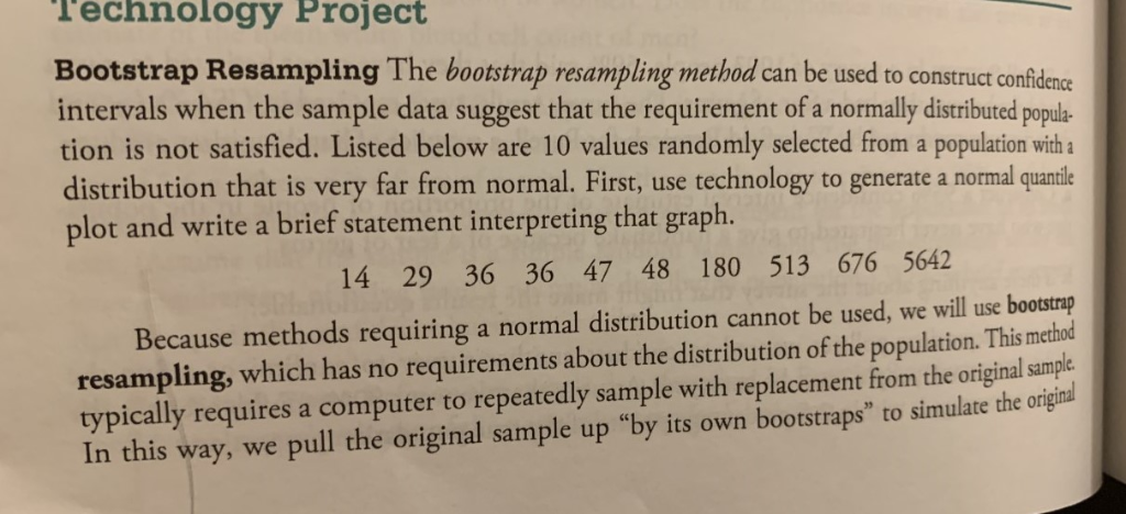 Solved Technology Project Bootstrap Resampling The bootstrap | Chegg.com