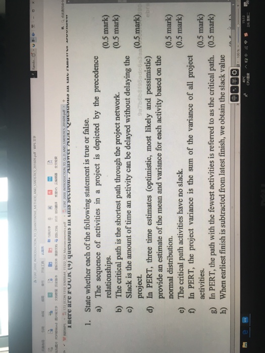 Solved 1. State whether each of the following statement is | Chegg.com