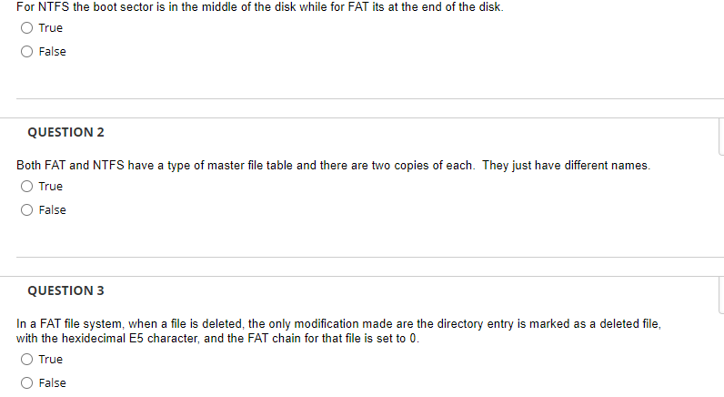Solved For NTFS the boot sector is in the middle of the disk | Chegg.com