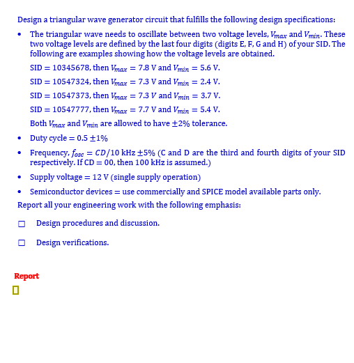 Design a triangular wave generator circuit that | Chegg.com