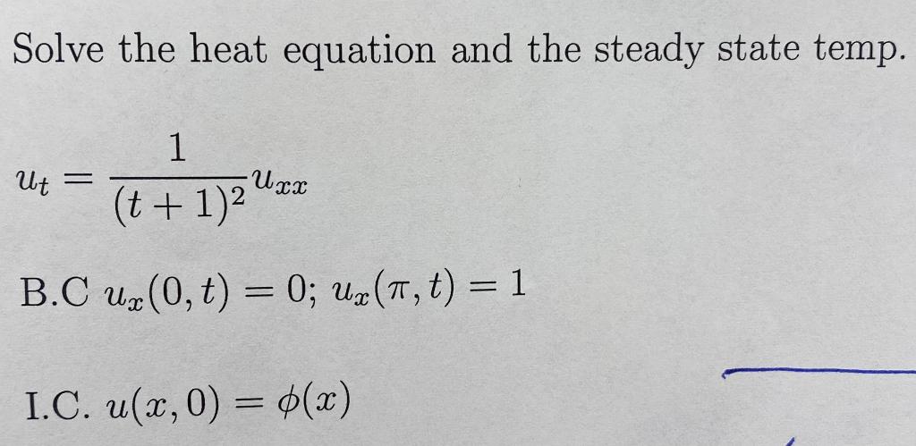 Solve the heat equation and the steady state temp. | Chegg.com