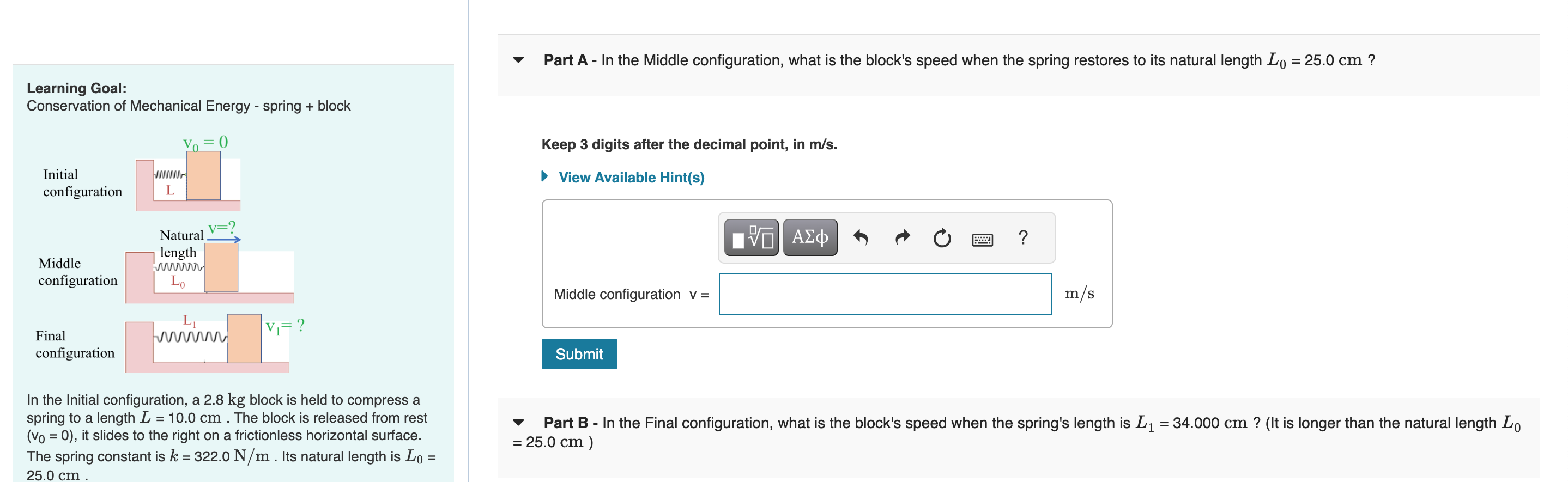 Solved Learning Goal: Conservation of Mechanical Energy - | Chegg.com