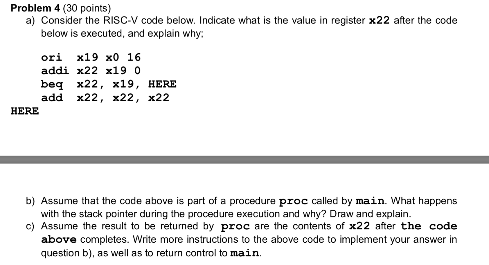 Problem 4 (30 points) a) Consider the RISC-V code | Chegg.com