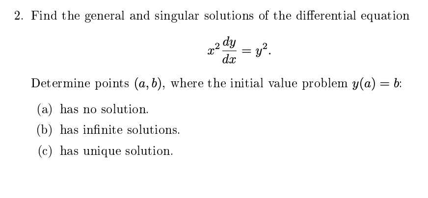 Solved 2. Find the general and singular solutions of the | Chegg.com
