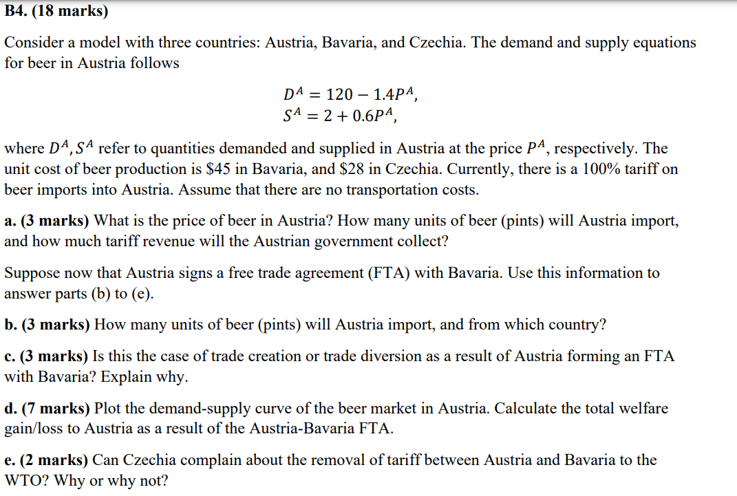 Consider a model with three countries: Austria, | Chegg.com