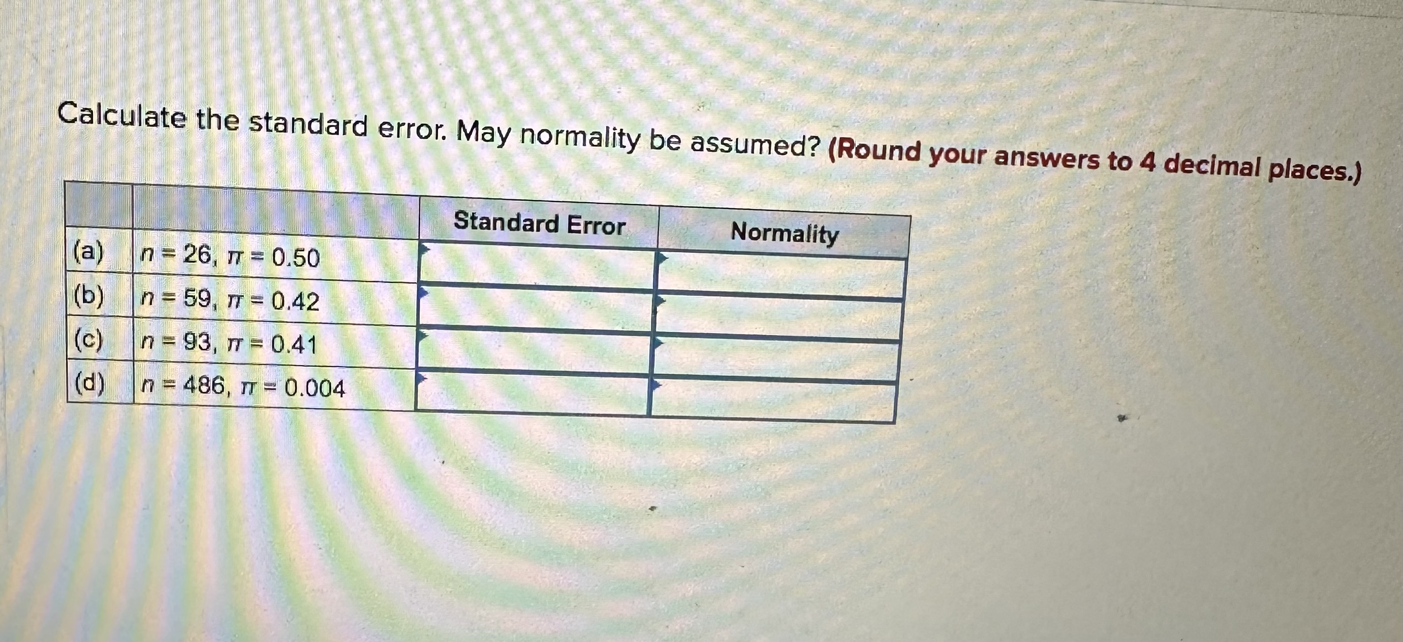 Solved Calculate the standard error. May normality be | Chegg.com