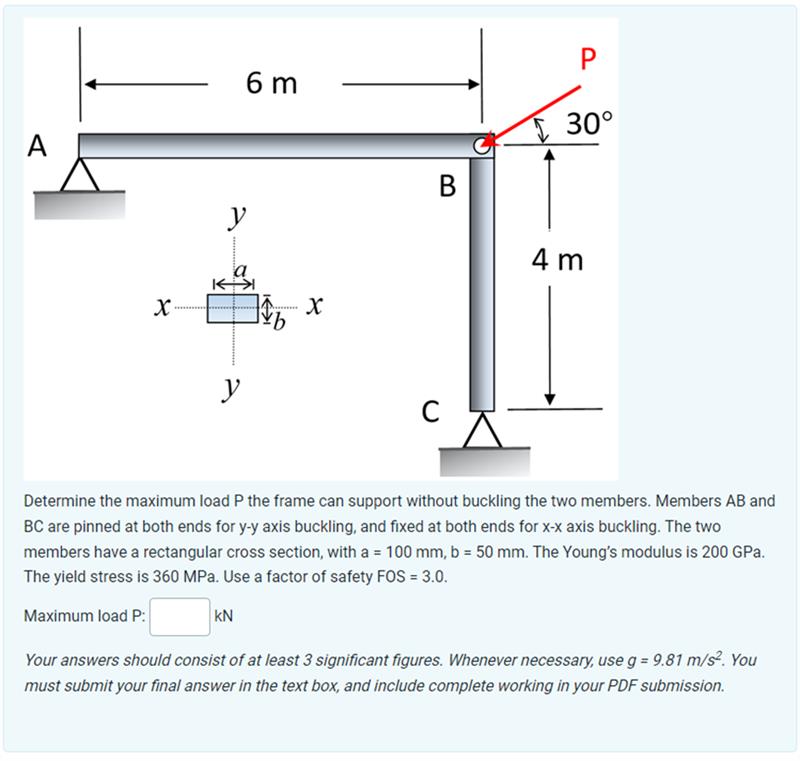 Solved Determine the maximum load P the frame can support | Chegg.com