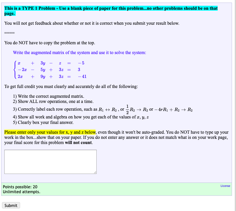 Solved This is a TYPE 1 Problem - Use a blank piece of paper | Chegg.com
