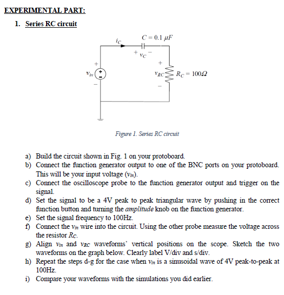 Solved EXPERIMENTAL PART: 1. Series RC circuit Figure 1. | Chegg.com