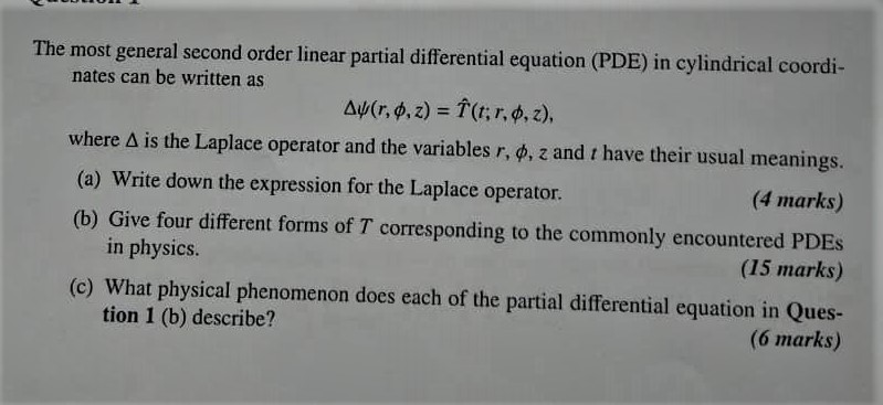 Solved The most general second order linear partial | Chegg.com