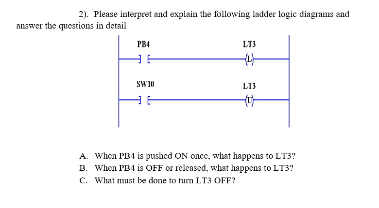 Solved 2). Please interpret and explain the following ladder | Chegg.com