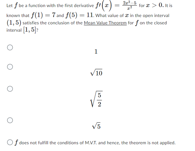 Solved Let f be a function with the first derivative | Chegg.com