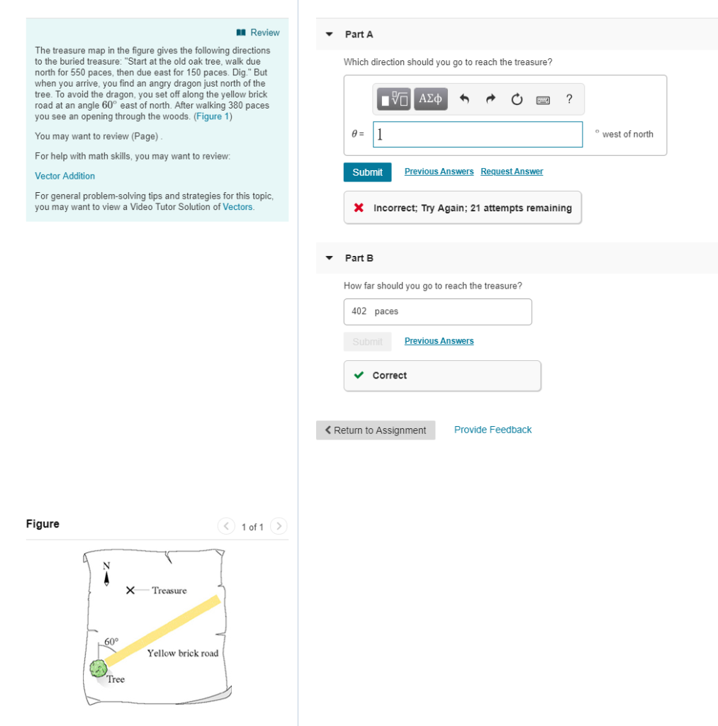 Solved I Review Part A The treasure map in the figure gives | Chegg.com