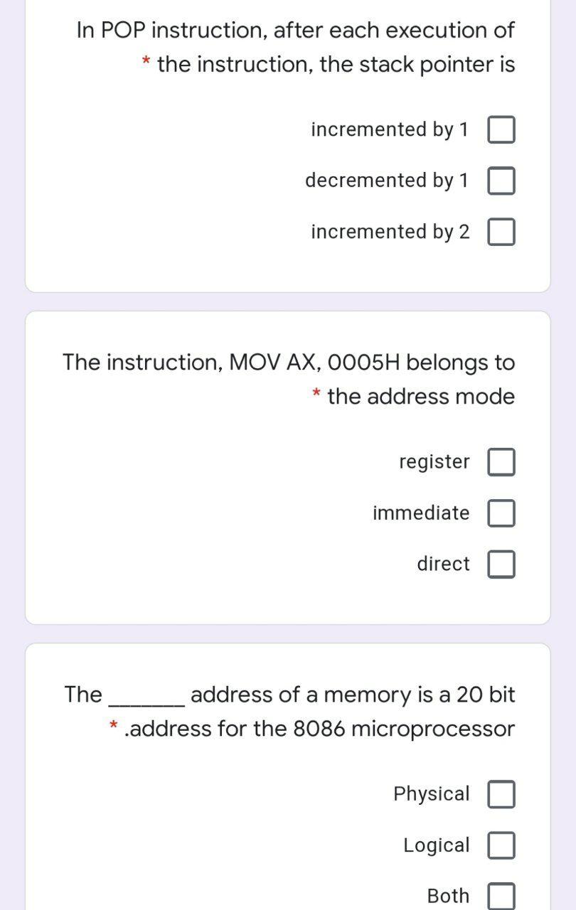 Solved In POP instruction, after each execution of * the | Chegg.com