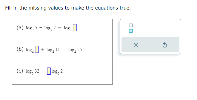 Solved Fill in the missing values to make the equations | Chegg.com