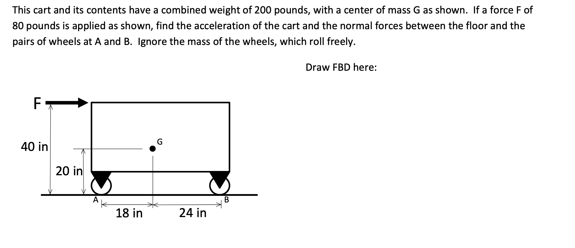 Solved This cart and its contents have a combined weight of | Chegg.com
