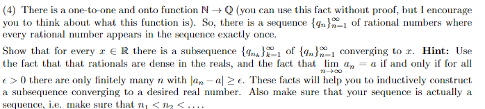 Solved (4) There is a one-to-one and onto function N→Q (you | Chegg.com