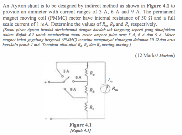Solved An Ayrton shunt is to be designed by indirect method | Chegg.com