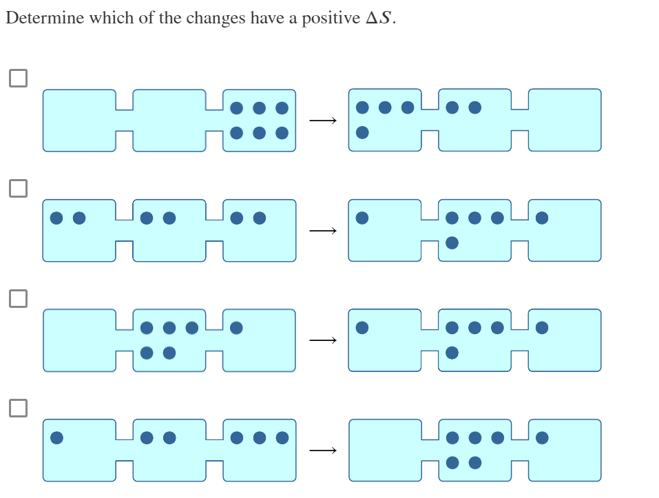 Solved Determine which of the changes have a positive ΔS. | Chegg.com