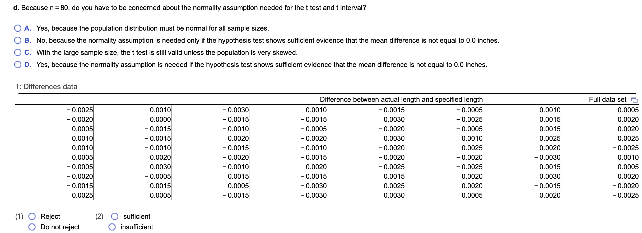 Solved The data for a sample of 80 steel parts, given in the | Chegg.com