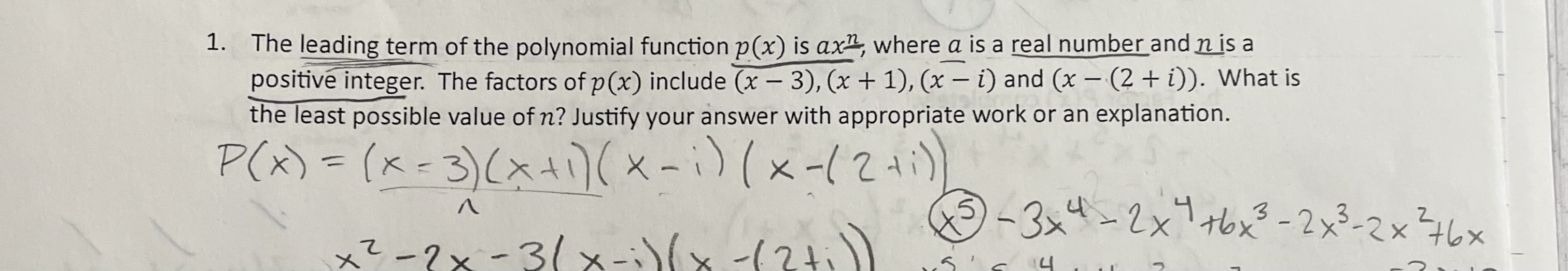 Solved The leading term of the polynomial function p(x) is | Chegg.com