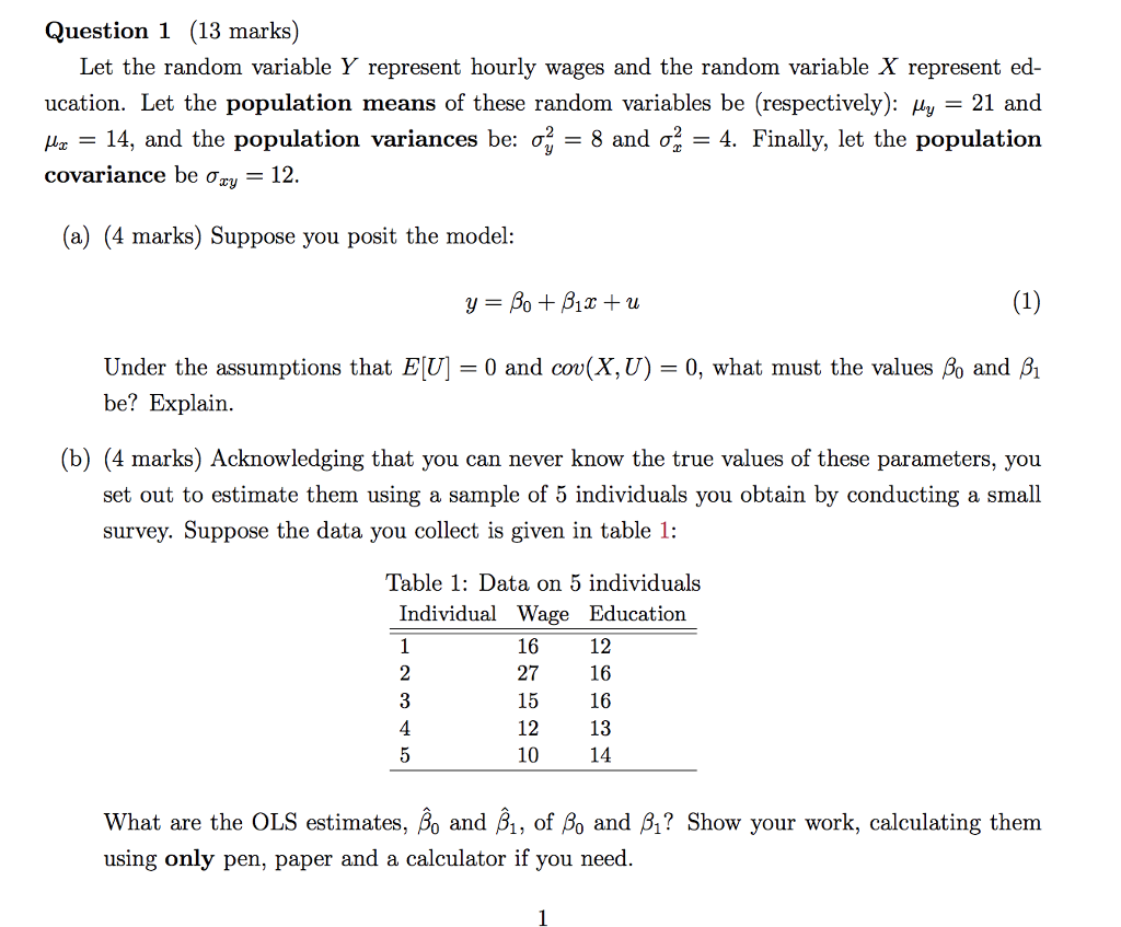 Solved Question 1 (13 marks) Let the random variable Y | Chegg.com