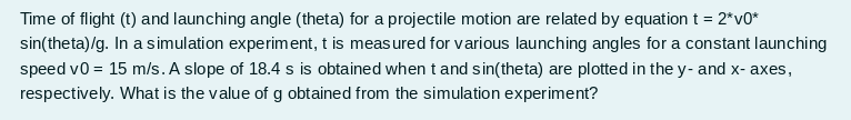 Solved Time of flight (t) and launching angle (theta) for a | Chegg.com