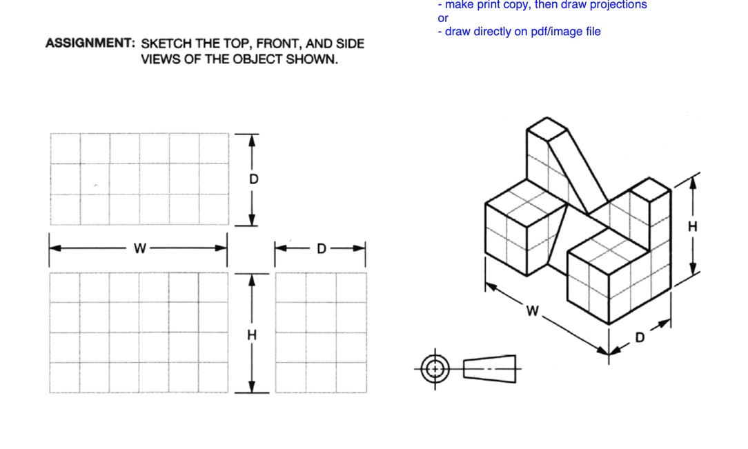Solved - make print copy, then draw projections or - draw | Chegg.com