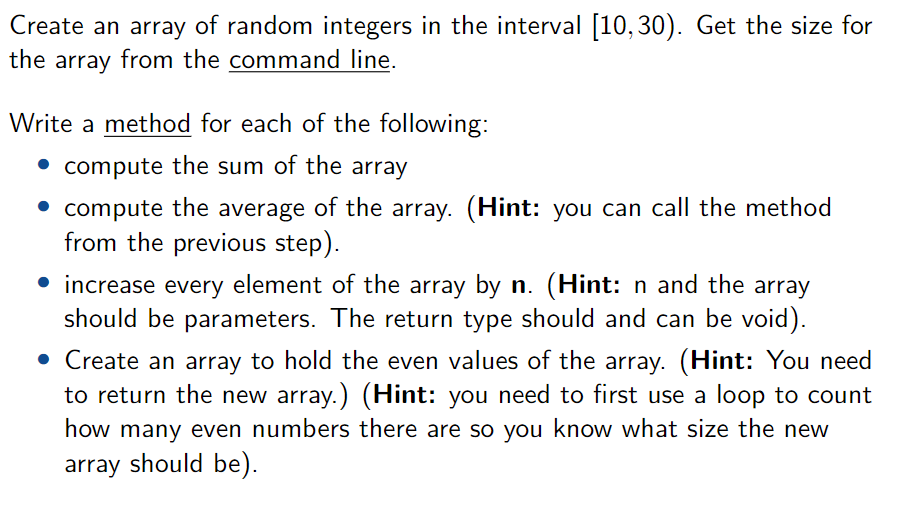 Solved Create an array of random integers in the interval | Chegg.com