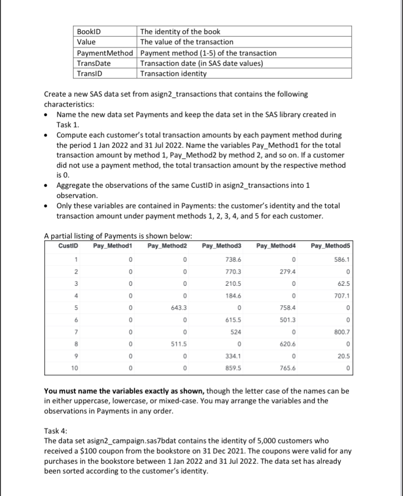 Solved Create a new SAS data set that contains the following | Chegg.com