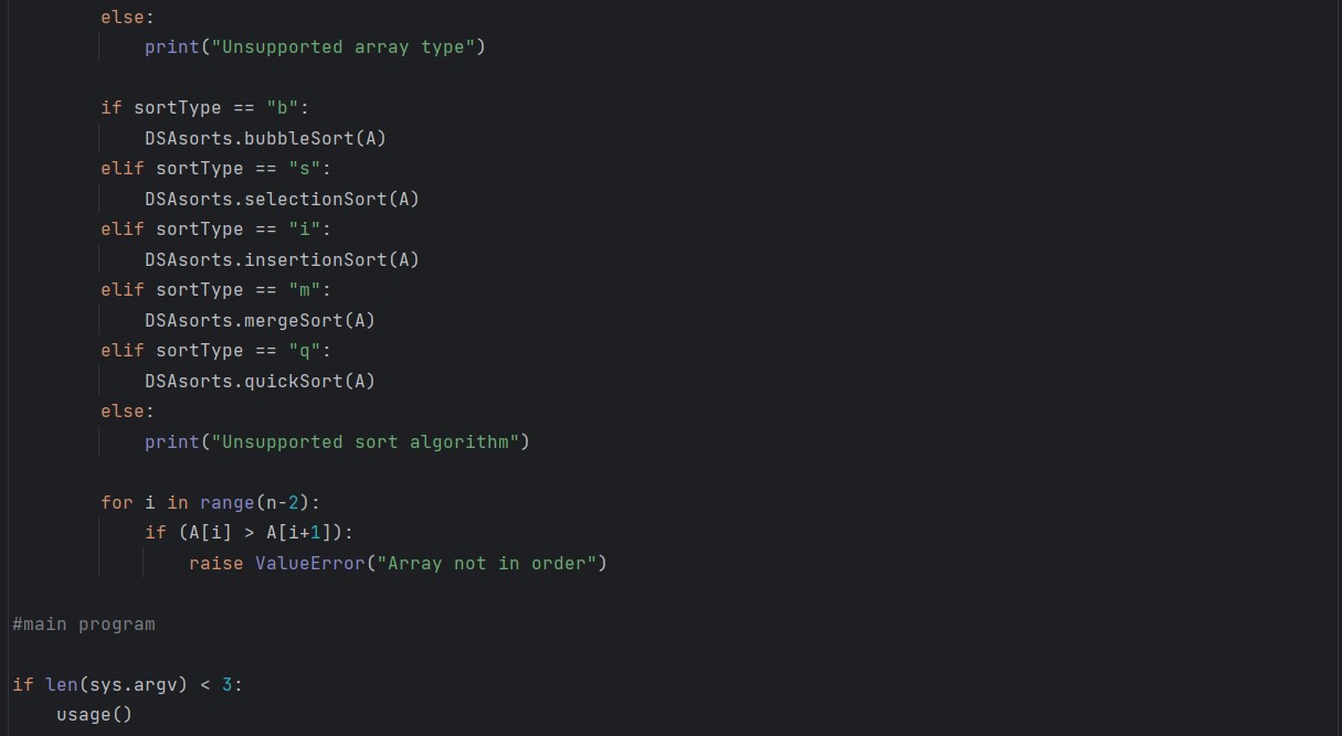 Solved else: print("Unsupported array type") if sortType = | Chegg.com