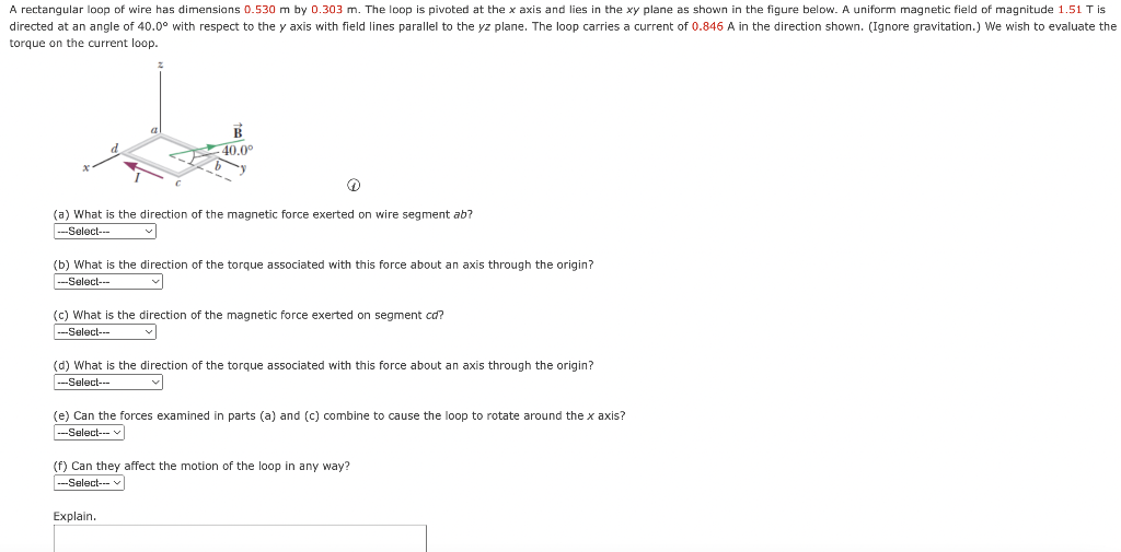 Solved torque on the current loop. (1) (a) What is the | Chegg.com
