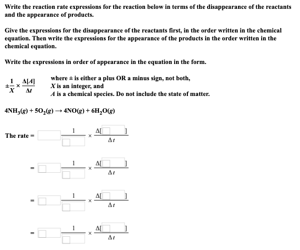 Solved Write the reaction rate expressions for the reaction | Chegg.com