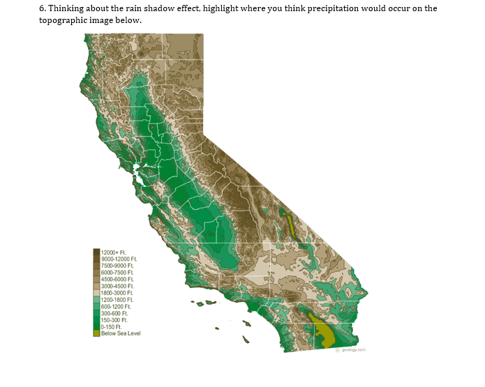 Solved 6. Thinking about the rain shadow effect, highlight | Chegg.com