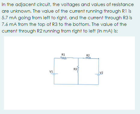 Solved In the adjacent circuit, the voltages and values of | Chegg.com
