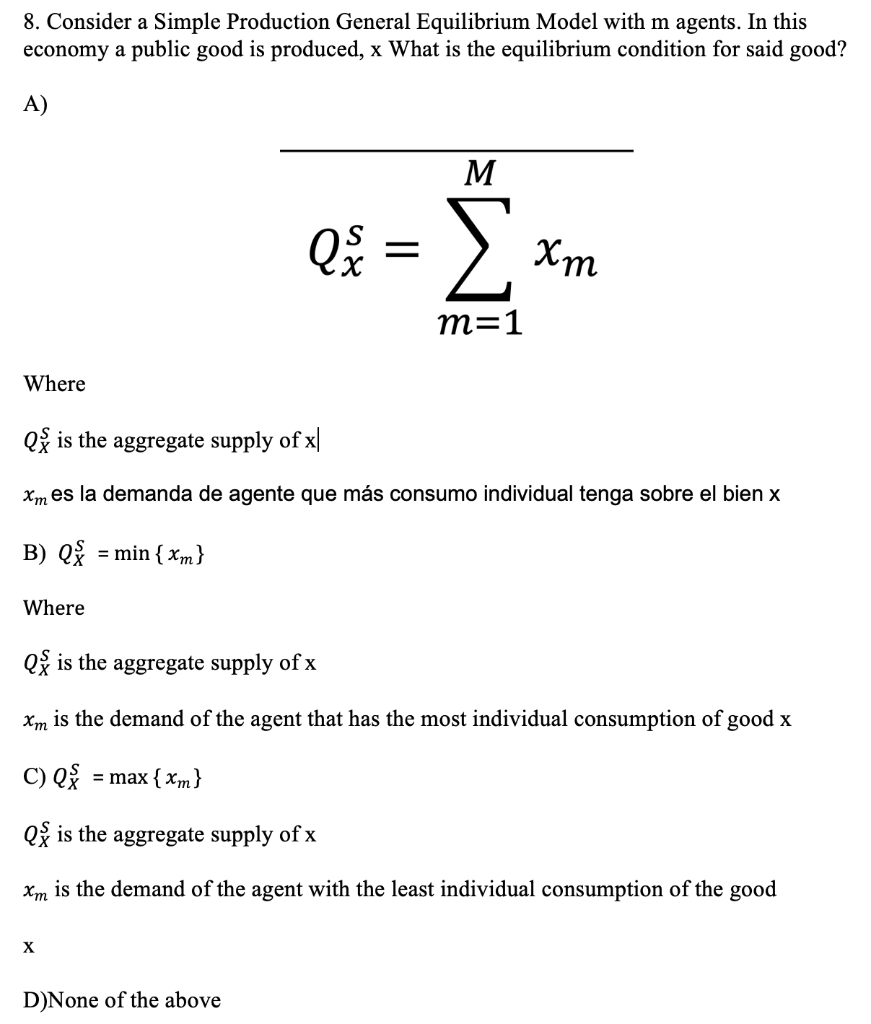 Solved 8. Consider a Simple Production General Equilibrium | Chegg.com