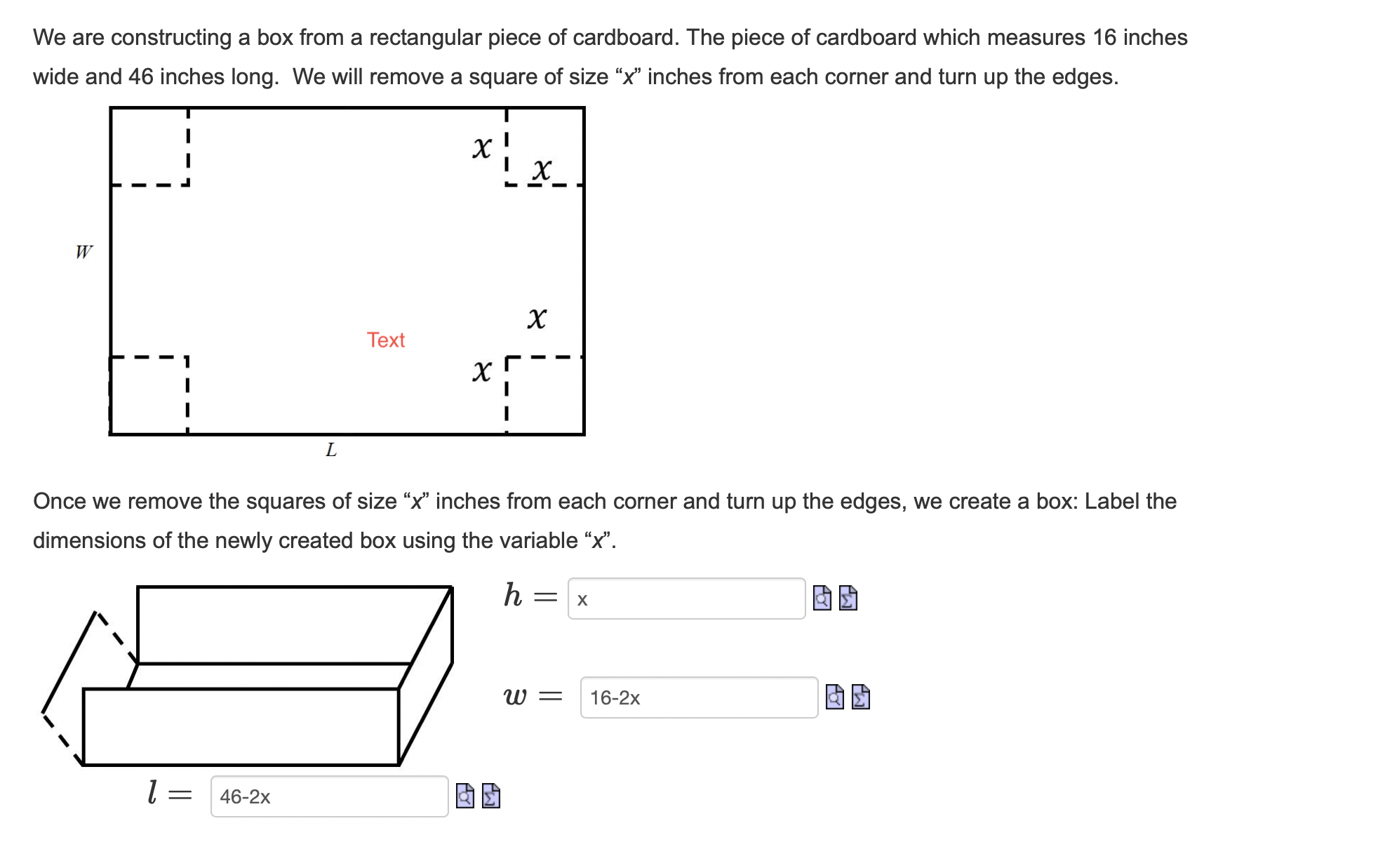 Solved We are constructing a box from a rectangular piece of | Chegg.com
