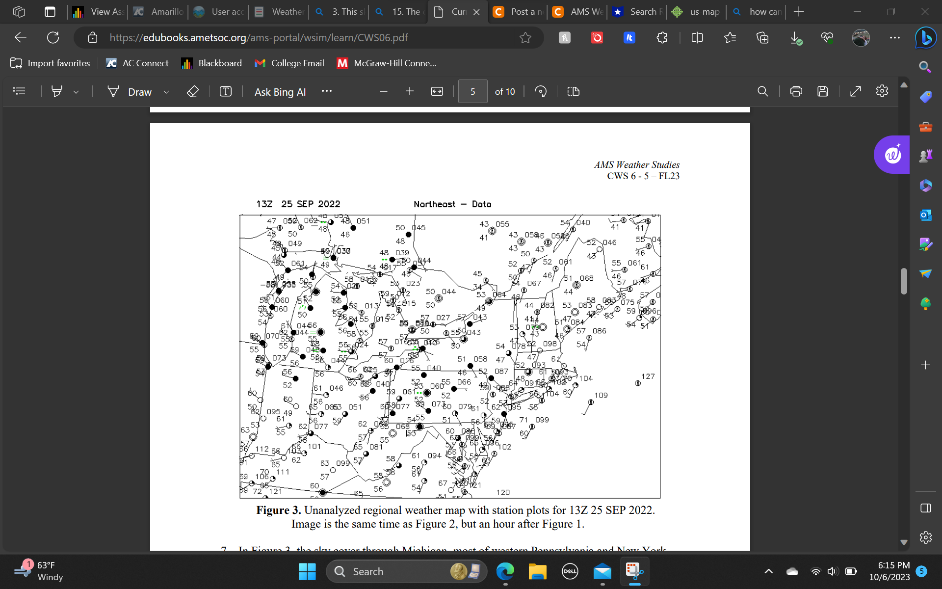 Solved Figure 3. Unanalyzed regional weather map with | Chegg.com