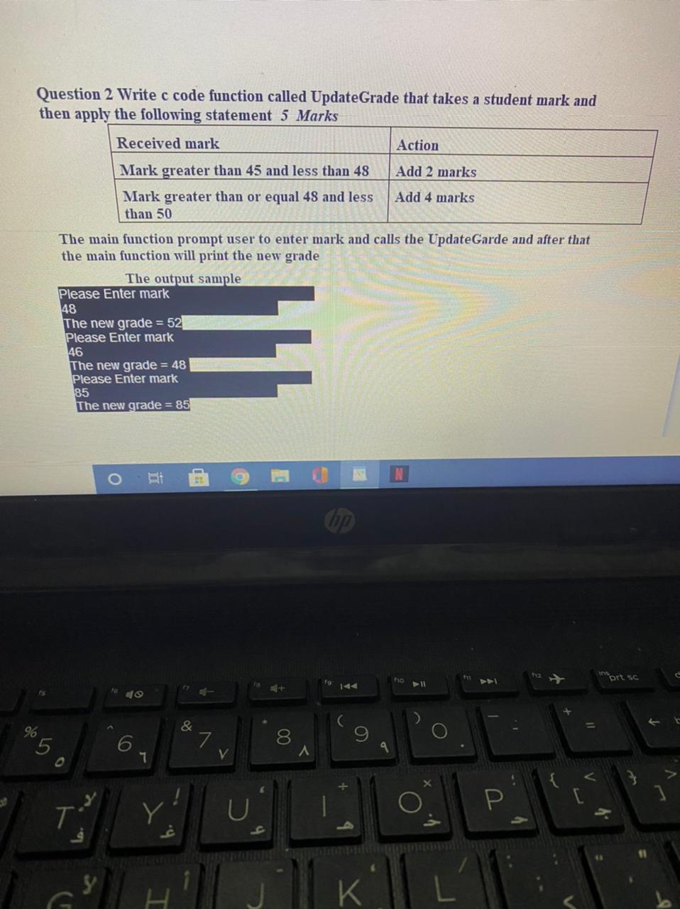 Solved Question 2 Write c code function called UpdateGrade | Chegg.com
