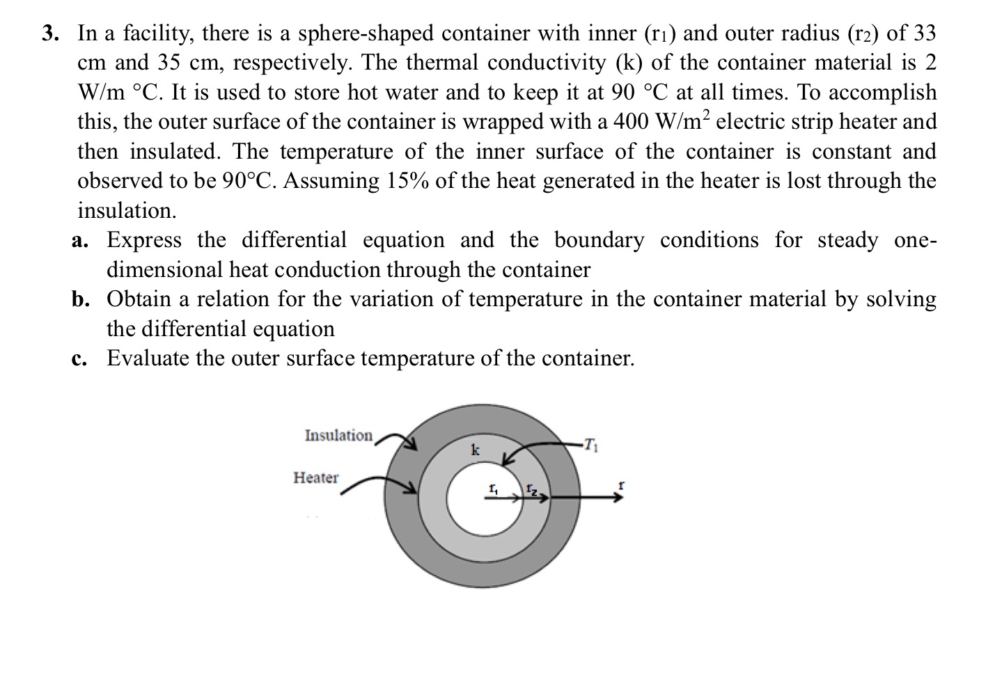 Solved 3. ﻿In a facility, there is a sphere-shaped container | Chegg.com