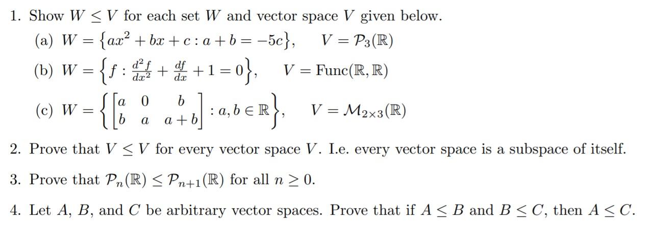 Solved 1. Show W 0. 4. Let A, B, and C be arbitrary vector | Chegg.com