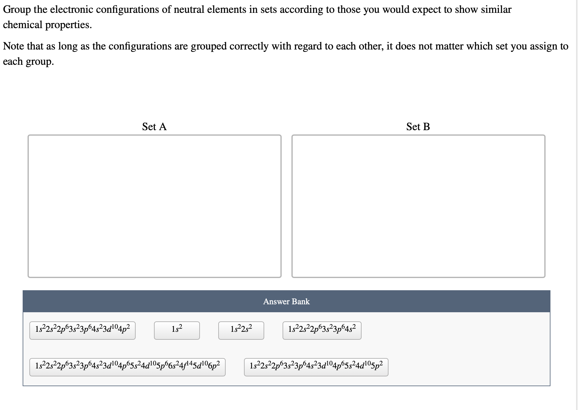 Solved Group the electronic configurations of ﻿neutral | Chegg.com