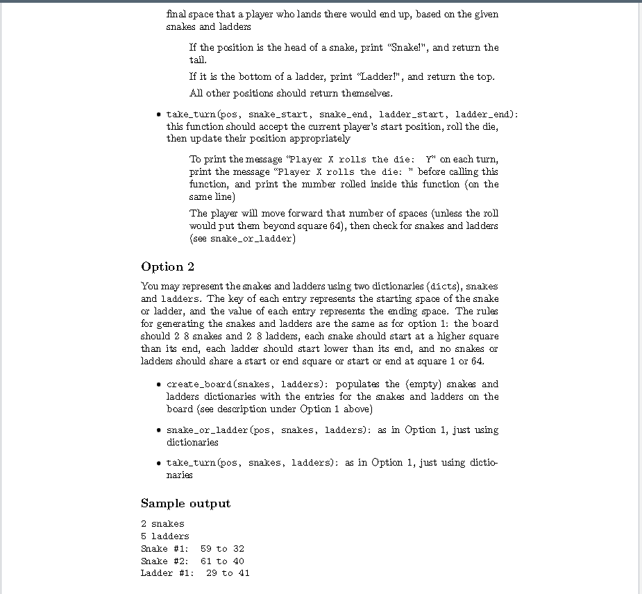 Solved Need to create a 64 numbered snakes and ladder game | Chegg.com