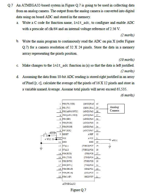 Solved Q.7 An ATMEGA32-based system in Figure Q.7 is going | Chegg.com