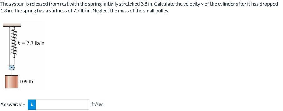Solved The system is released from rest with the spring | Chegg.com