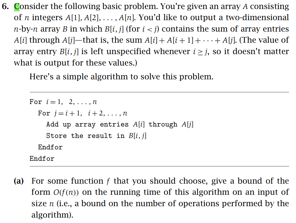 Solved 6. Consider the following basic problem. You're given | Chegg.com